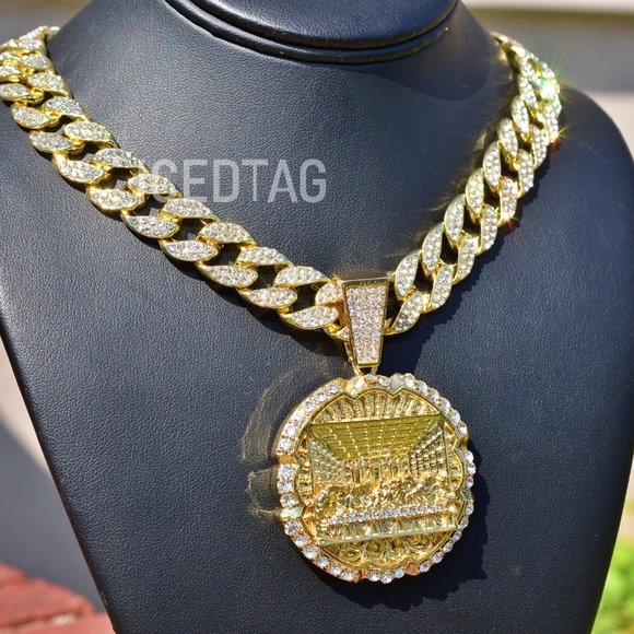 Accessories | Full Iced Out Xl Last Supper Miami Necklace Set | Poshmark